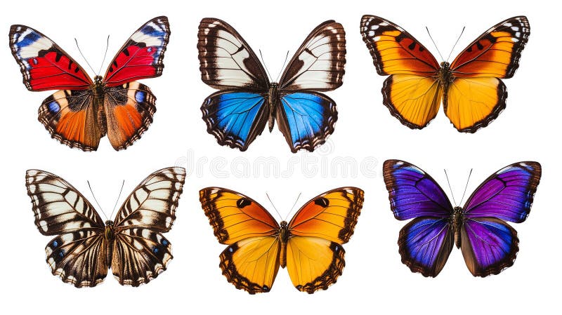 A Variety of Colorful Butterflies in Different Shapes and Patterns on a ...