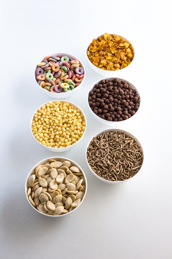 Colored Cereals Separated in Bowls Stock Image - Image of separated ...