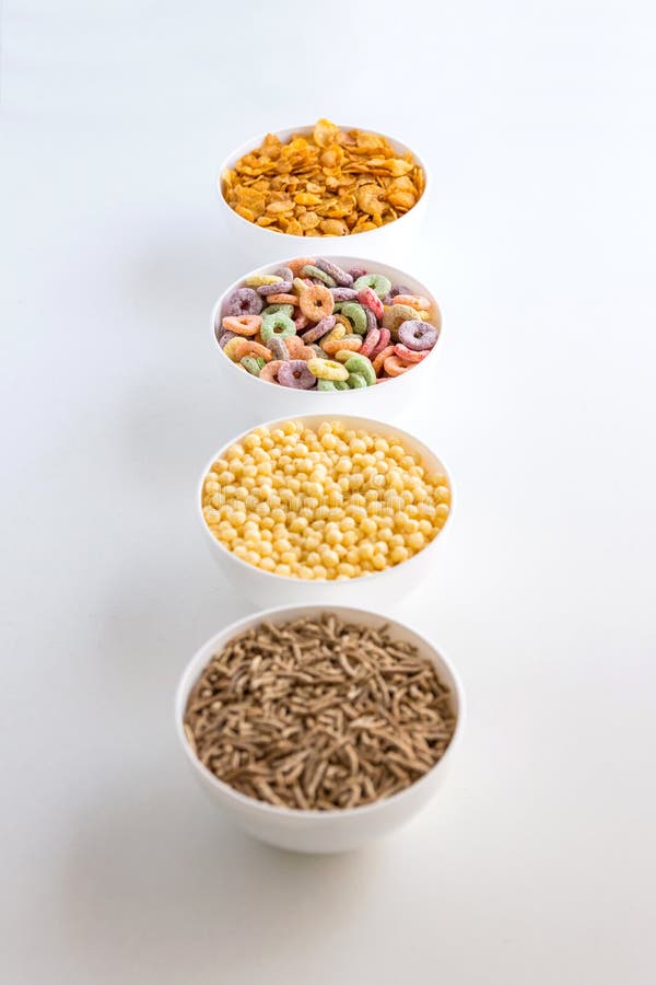 Row of Colorful Breakfast Cereals, with Blur Stock Photo - Image of ...