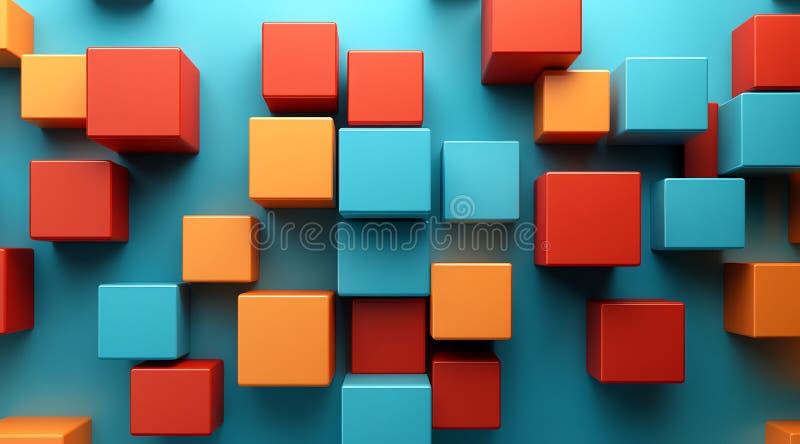 Floating Colorful Cubes on Blue Background for Abstract Design Concept ...