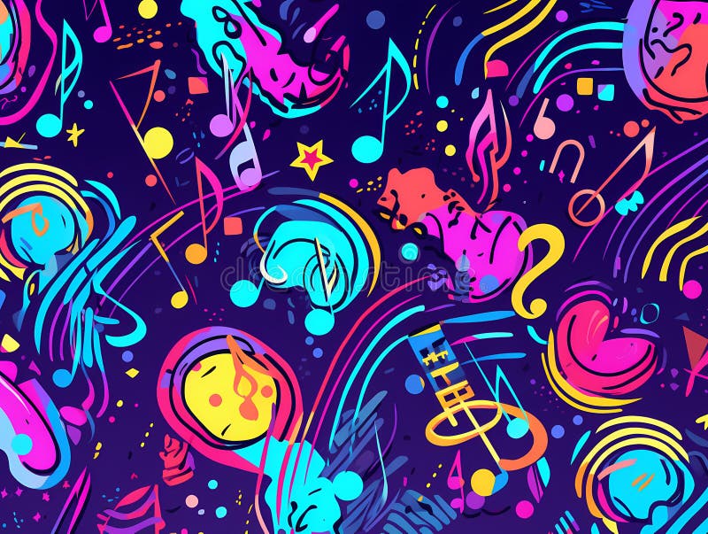 A Colorful Pattern of Music Notes Stock Illustration - Illustration of ...