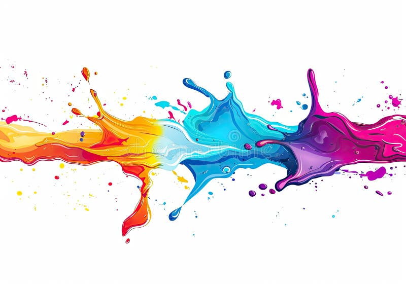 A Variety of Colorful Paint Splashes on a White Surface Stock ...