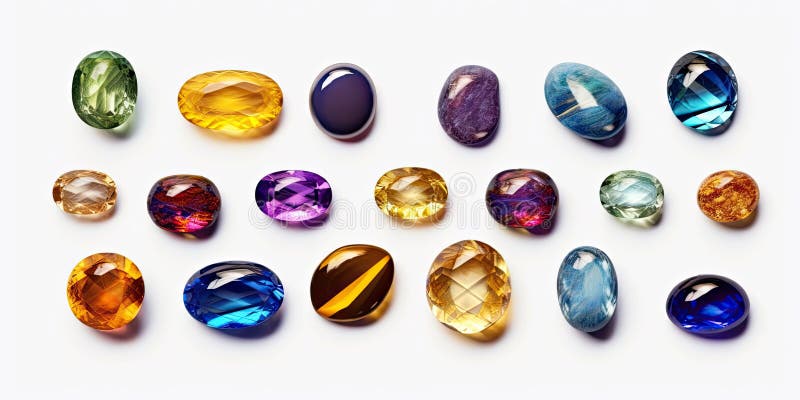 Variety of Colorful Precious Gems. Stock Illustration - Illustration of ...