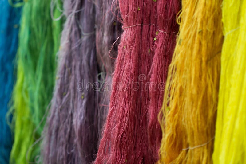 Variety of Colorful Silk Dyeing. Stock Image - Image of thread, heap ...
