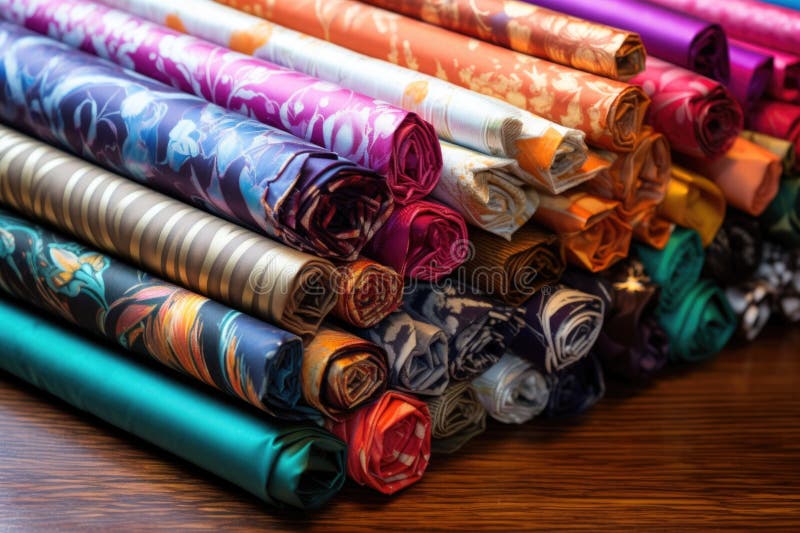 A Variety of Colorful Wrapping Papers Rolled Up Together Stock Photo ...