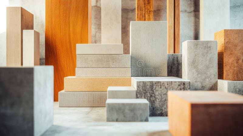 Variety of Construction Materials Arranged Creatively in a Modern ...