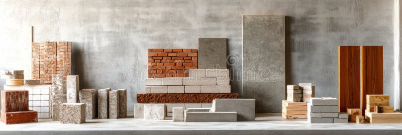 Variety of Construction Materials Including Bricks, Wood, and Concrete ...