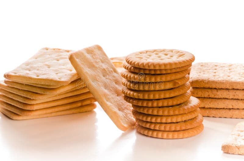 Variety of Crackers Isolated on White Stock Photo - Image of dietary ...