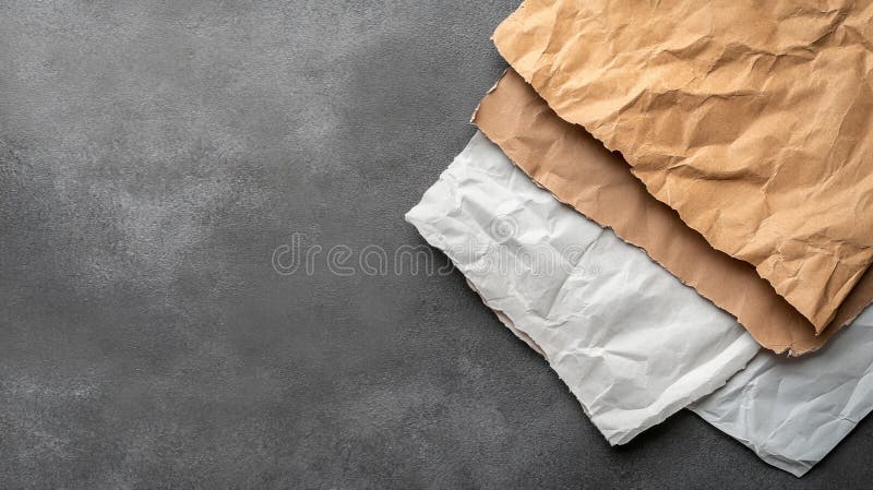 A Variety of Crumpled Paper Sheets Lie Spread Out on a Flat Surface ...