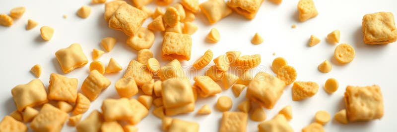 Crunchy Snacks Scattered Across a Clean Surface Showcasing Different ...