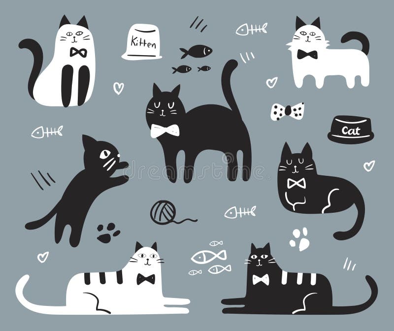 Variety of cute cats set stock vector. Illustration of kitty - 174223666