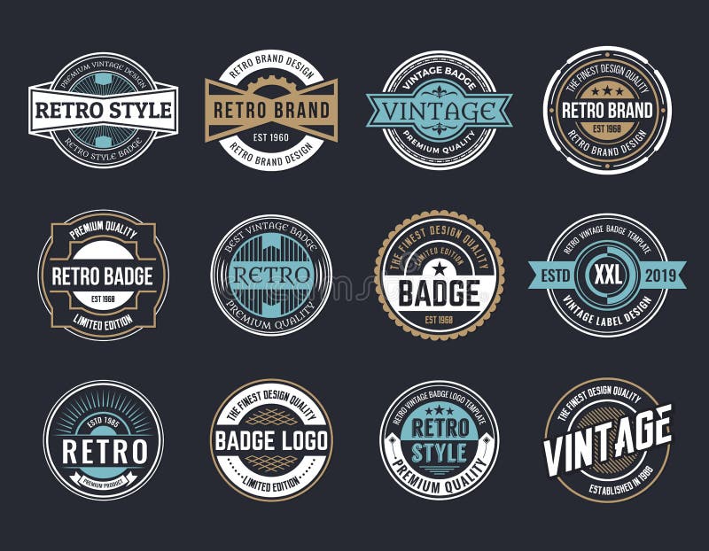 Variety of Decorative Badges Set Stock Illustration - Illustration of ...