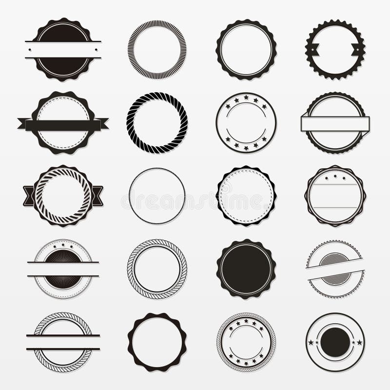 Variety of Decorative Badges Set Stock Illustration - Illustration of ...