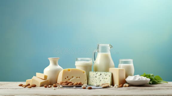 A Variety of Delectable Cheeses and Other Dairy Products Displayed on a ...