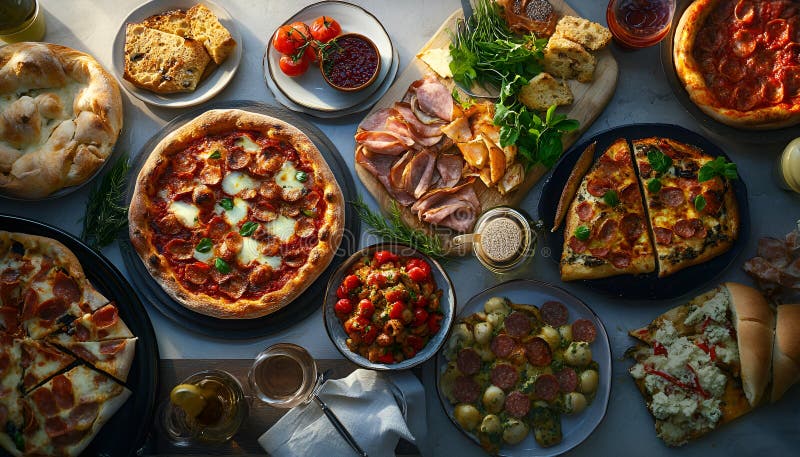 A Variety of Delicious Food Served for Brunch on a Grey Marble Table ...