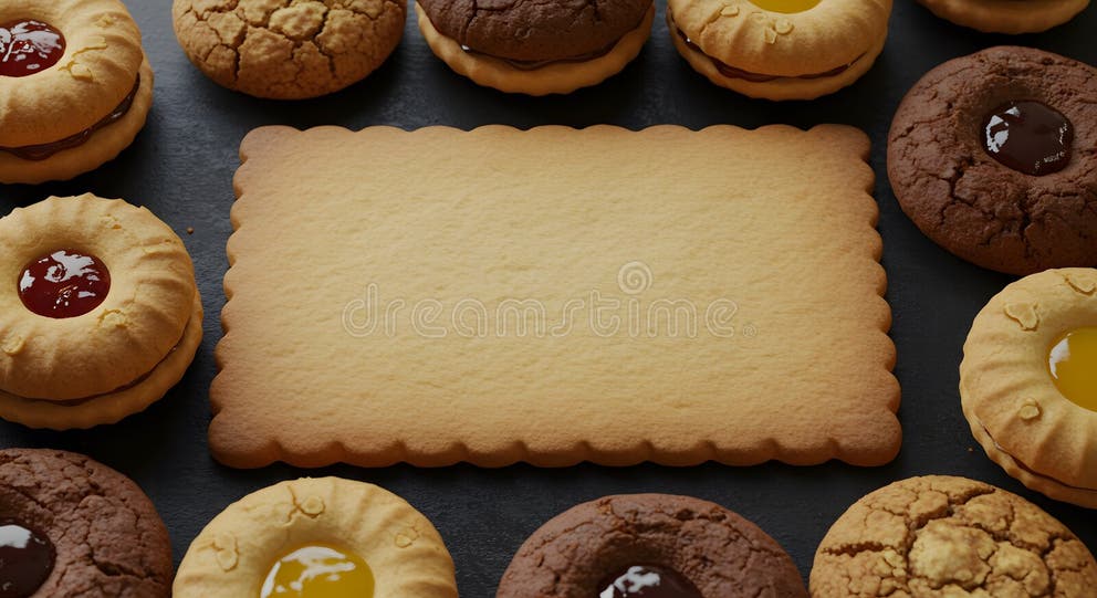 Assorted Gourmet Cookies with Blank Cookie Centerpiece Stock ...