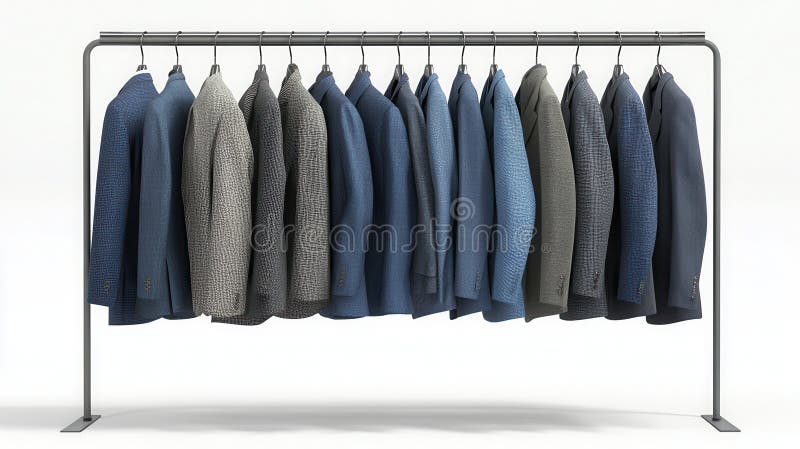 Variety of Denim Jackets with Abstract Prints on Clothes Rack Stock ...