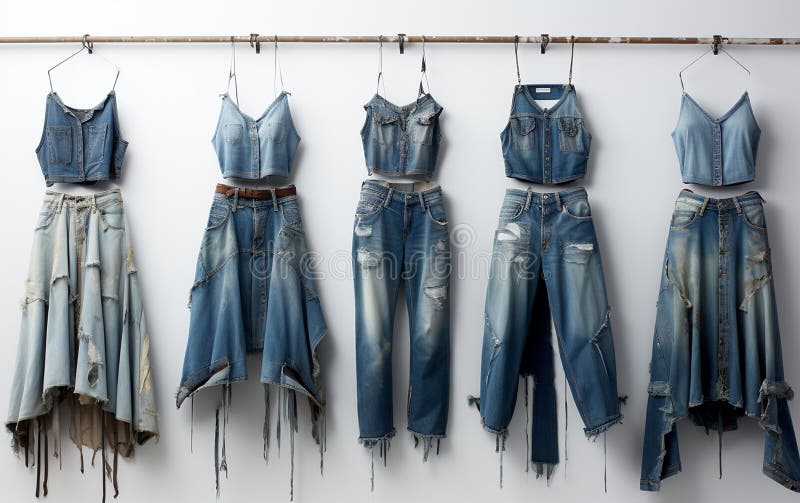 Variety of Denim Outfits on Generative Ai . Stock Illustration ...