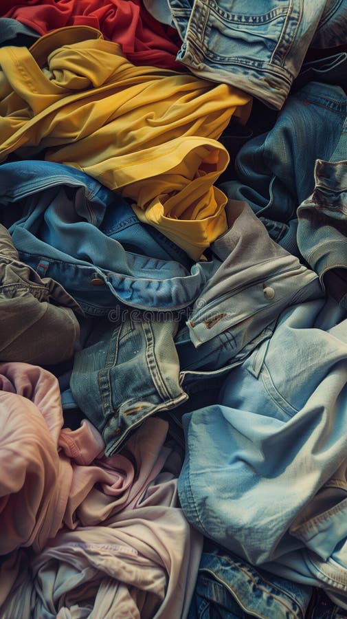 A Variety of Different Colored Clothes Piled on Top of Each Other ...