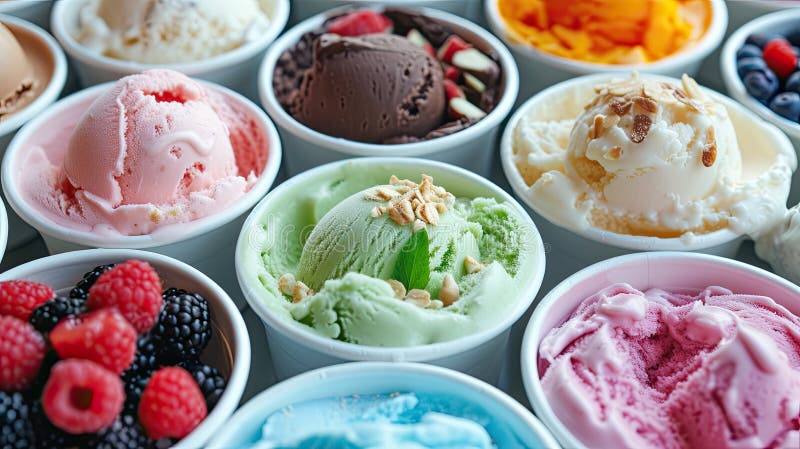 A Variety of Different Colored Ice Cream Flavors Stock Illustration ...