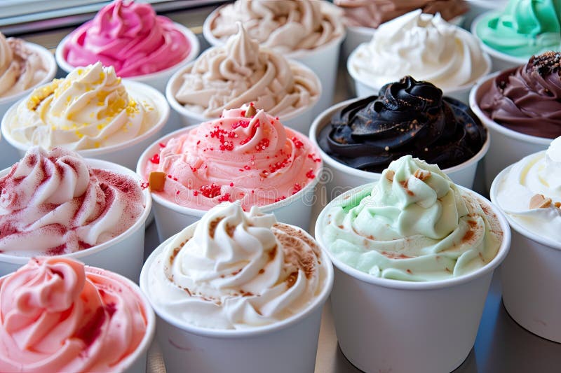 A Variety of Different Colored Ice Cream Flavors Stock Illustration ...