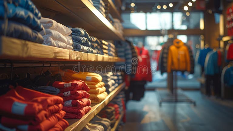 Variety of Different Colored Shirts in a Store Stock Photo - Image of ...