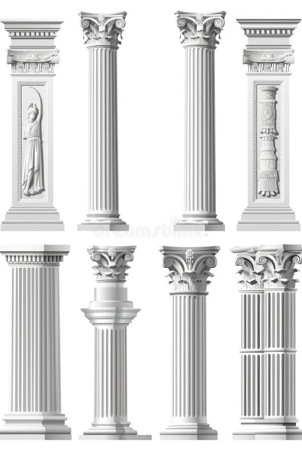 A Variety of Different Columns in One Set. Great for Architectural ...