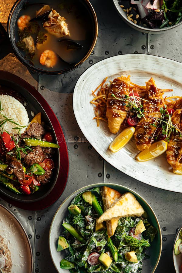 Variety of Different Gourmet Dishes Stock Photo - Image of gourmet ...