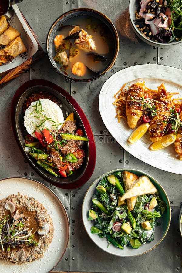 Variety of Different Gourmet Dishes Stock Image - Image of culinary ...