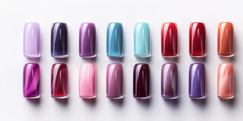 Variety of Different Multi-colored Nail Polish Samples, Examples of ...