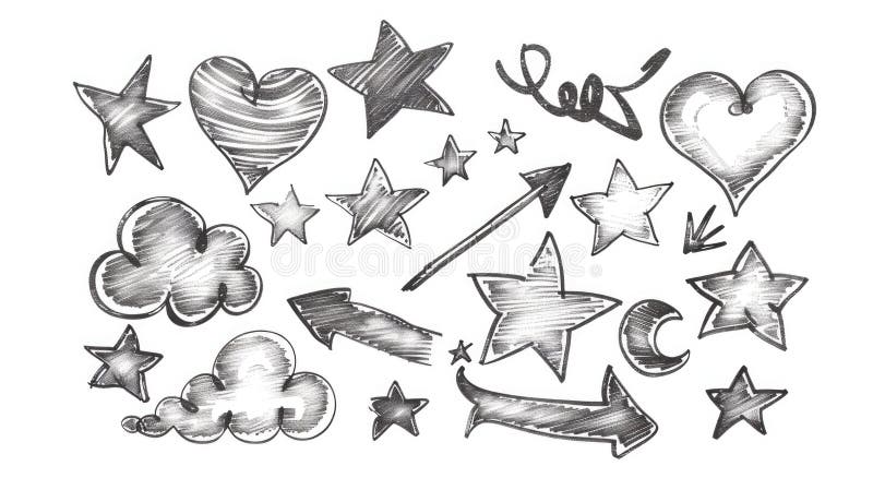 Variety Different Objects Drawing Suitable Various Projects Stock ...