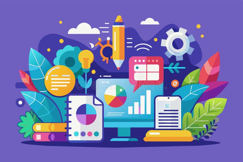 A Variety of Different Objects Scattered on a Purple Background ...