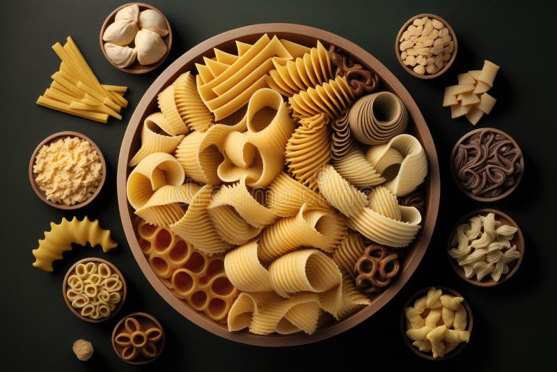 Variety of Different Shapes and Types of Dry Pastas in Bowl Stock Image ...