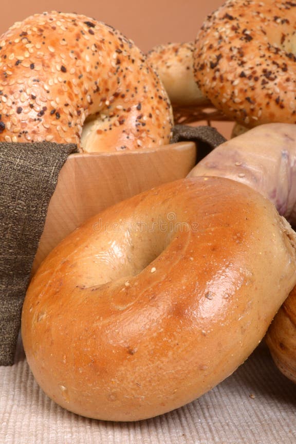 Variety of Different Types of Bagels Stock Photo - Image of plain ...