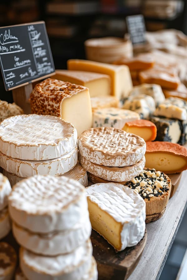 A Variety of Different Types of Cheese on a Wooden Board Stock Photo ...