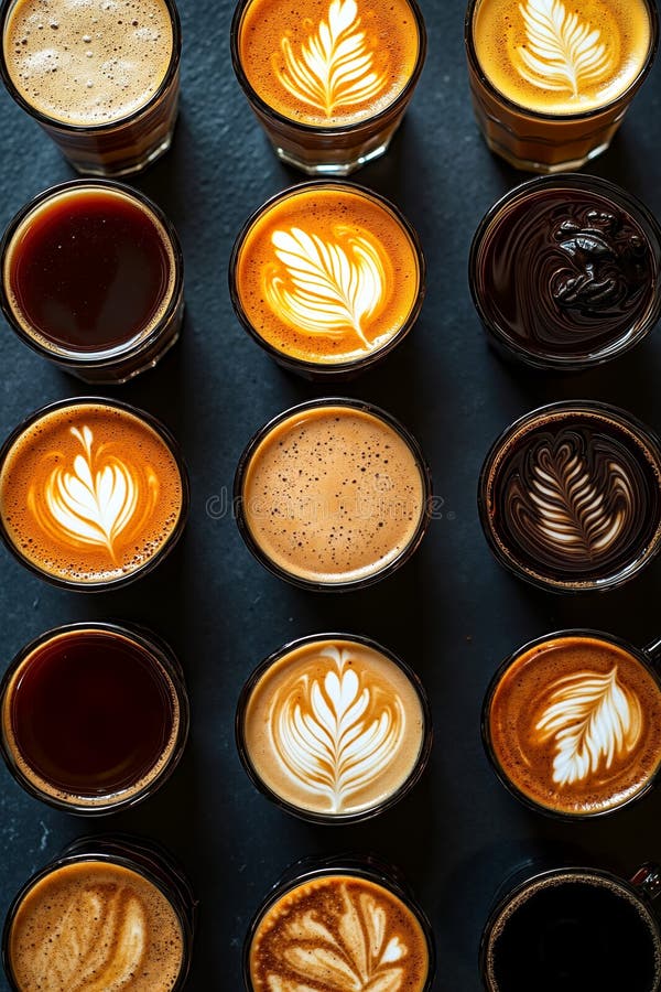 A Variety of Different Types of Coffee Cups on a Table Stock Image ...