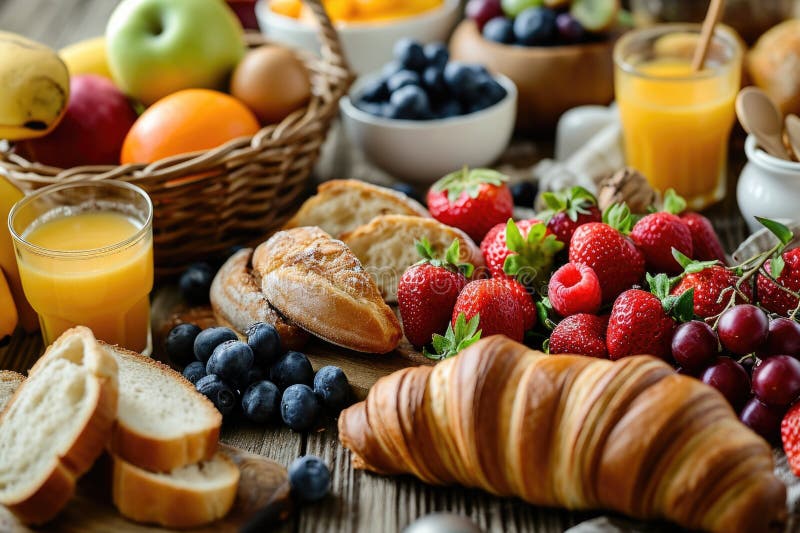 A Variety of Different Types of Food Arranged on a Wooden Table ...