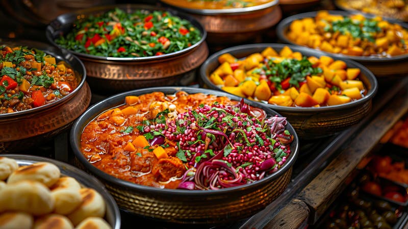 A Variety of Different Types of Food on a Table Stock Photo - Image of ...