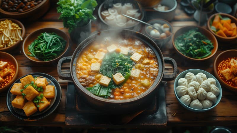 Variety of Dishes on the Table Asian Cuisine Stock Illustration ...