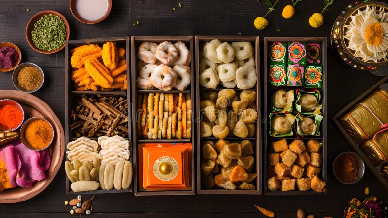 Diwali Mithai Being Arranged Stock Illustration - Illustration of ...