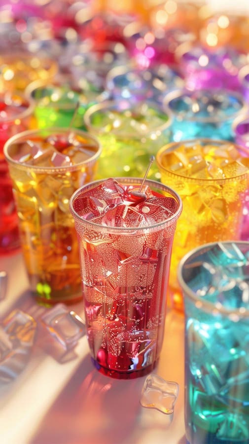 Refreshing Soft Drinks. High Detailed Drink Concept Stock Image - Image ...
