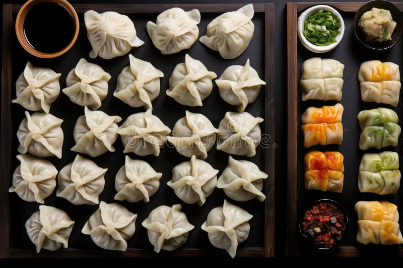 A Variety of Dumplings in Different Shapes Stock Illustration ...