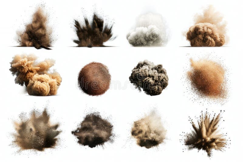 Variety of Dust Bombs on White Background Stock Photo - Image of ...