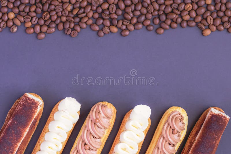 Variety of Eclairs with Different Flavors Stock Image - Image of color ...