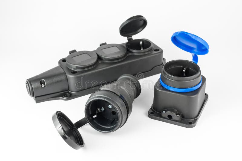 Electric Rubber Plug with Socket Stock Image - Image of electrician ...