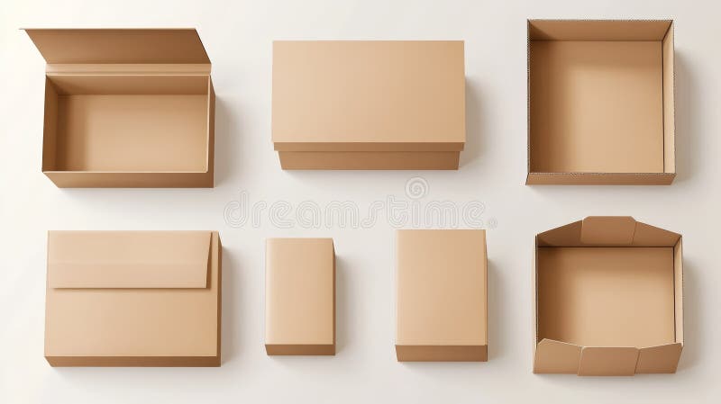 Variety of Empty Cardboard Boxes in Different Shapes and Sizes, Showing ...
