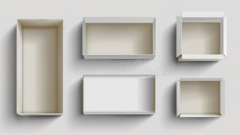 Variety of Empty Open Boxes Displayed on Top, Ideal for Product Packa ...