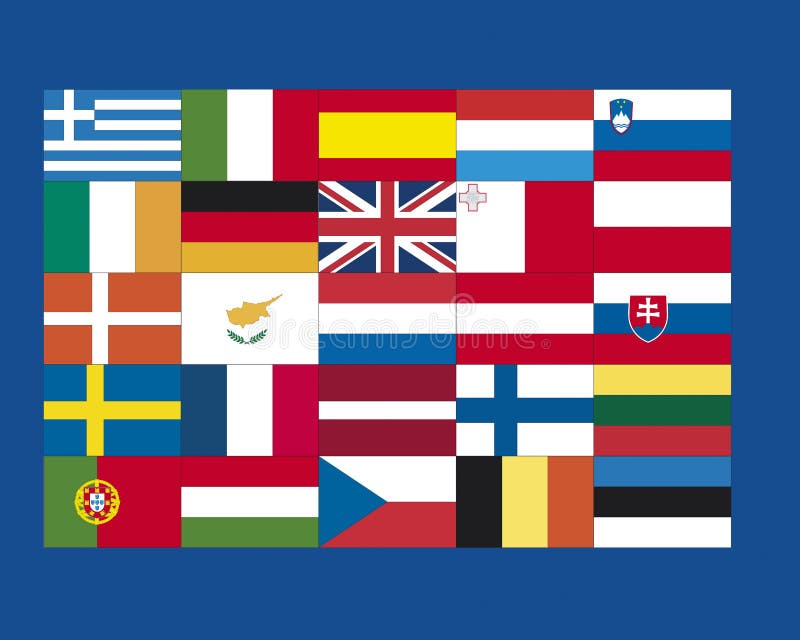 Variety of European Flags, Close Up Stock Illustration - Illustration ...