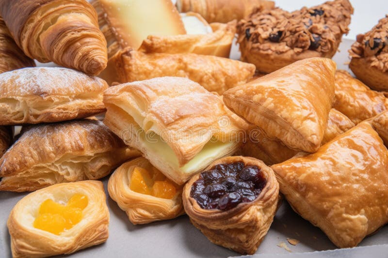Variety of Flaky Puff Pastries and Turnovers, Each with Unique Fillings ...