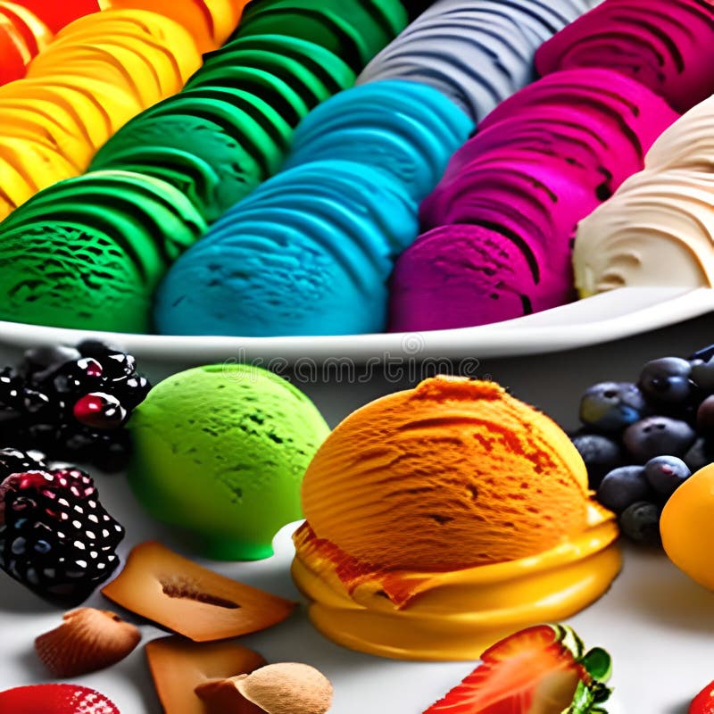 Variety Of Flavours Ice Cream Collection Taste Buds On A Magical